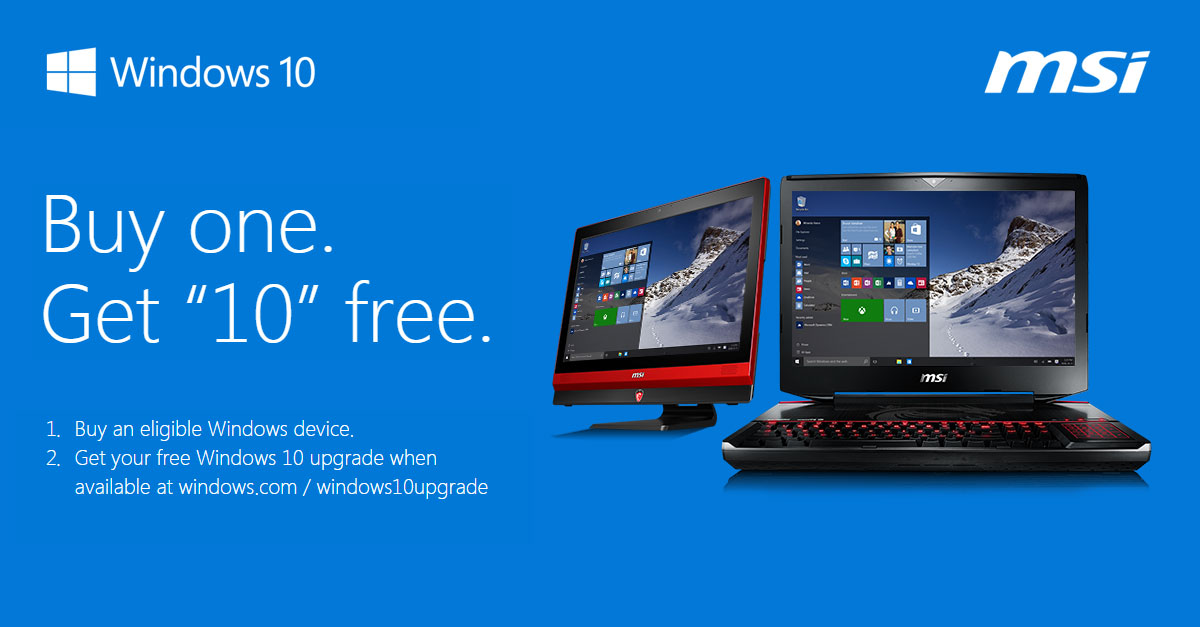 MSI | MSI viene equipado con un upgrade simple, gratis, para Windows 10