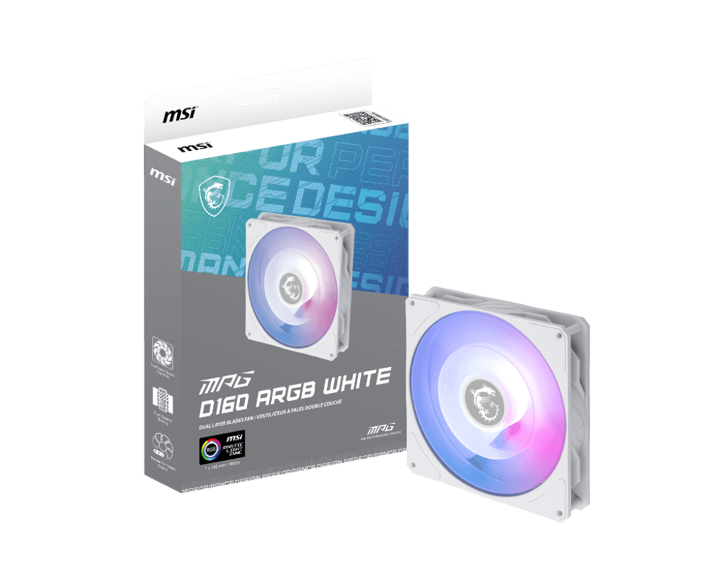 MPG D160 ARGB / WHITE | FAN | DOUBLE THE BLADES, MAXIMIZE THE AIRFLOW